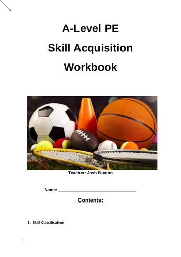 A-Level PE (OCR): Skill Acquisition Workbook | Teaching Resources