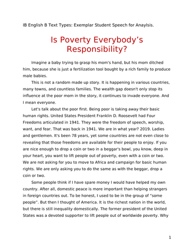 English B Text Types - Speeches | Teaching Resources