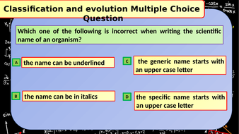 FREE A Level Biology Classification & Evolution Multiple Choice ...