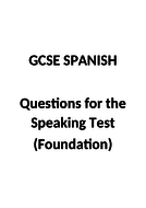 GCSE Spanish - Speaking questions (Foundation) | Teaching Resources