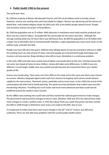 OCR Public Health Revision resources 1250-Present day | Teaching Resources