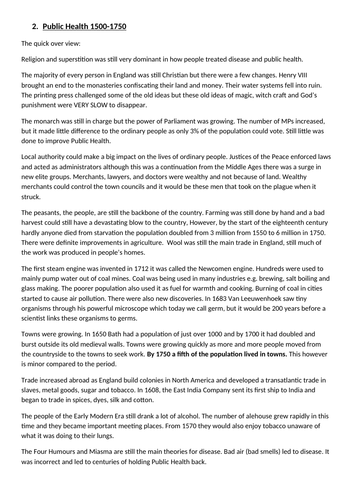 OCR Public Health Revision resources 1250-Present day | Teaching Resources