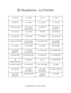La Famille - French 20 questions game - No prep speaking activity ...