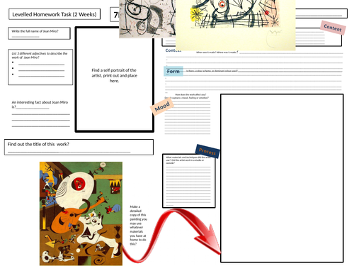 Joan Miro Critical Studies worksheet | Teaching Resources