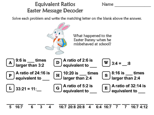 Equivalent Ratios Easter Math Activity: Message Decoder | Teaching ...