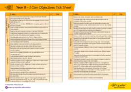 Year 1 - 6 Maths 'I Can' Objectives Tick Sheets | Teaching Resources