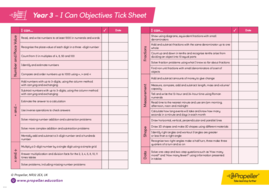 Year 1 - 6 Maths 'I Can' Objectives Tick Sheets | Teaching Resources