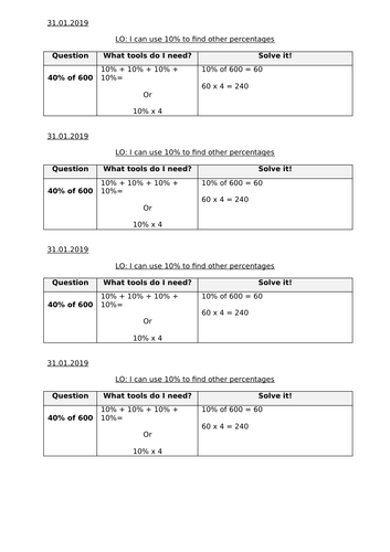 Year 5/6 - finding percentages of amounts | Teaching Resources