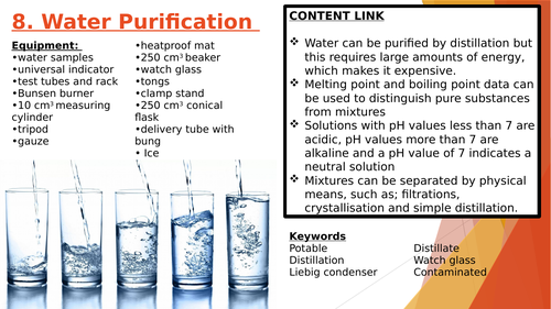 AQA GCSE Chemistry Required Practical - Water Purification | Teaching ... AQA GCSE Chemistry Required Practical - Water Purification | Teaching ...