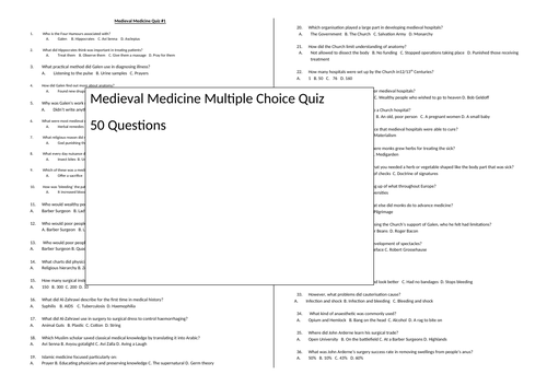 AQA GCSE History - Health and the People (Medicine Though Time ...