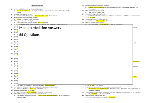 AQA GCSE History - Health and the People (Medicine Though Time ...