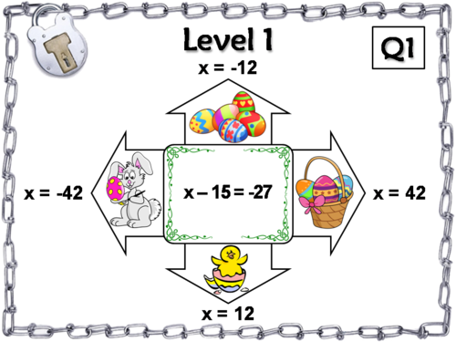 Solving One and Two Step Equations Game: Escape Room Easter Math ...