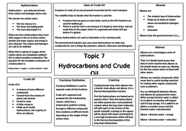 AQA GCSE Chemistry C7 Hydrocarbons Revision Mat | Teaching Resources
