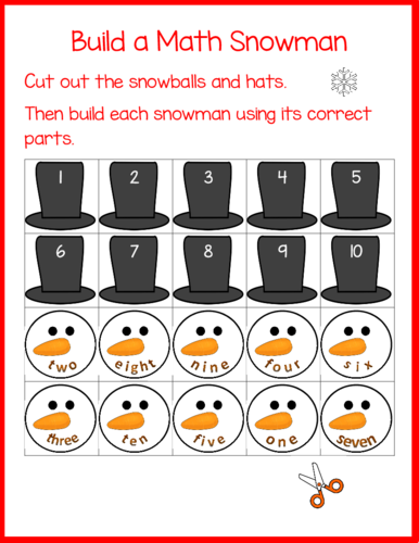 Build a Number Snowman: No-Prep Mathtivity! | Teaching Resources