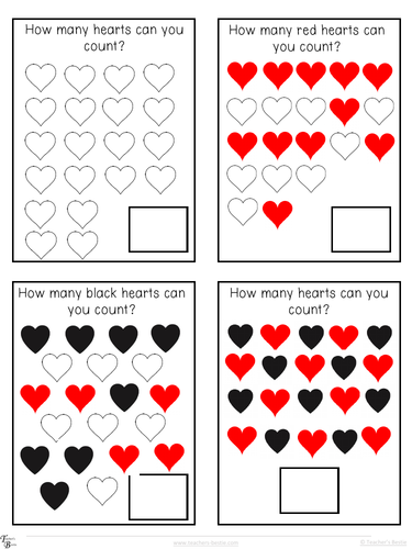 Counting numbers within 20 - Heart themed - Printable! | Teaching Resources