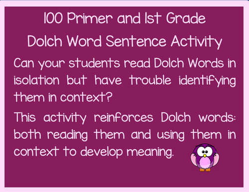 Dolch Word Sentences | Teaching Resources
