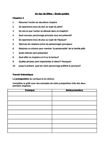 Un Sac de Billes | Teaching Resources