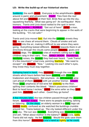 Escape from Pompeii Roman Historical Stories build-up and climax WAGOLL ...