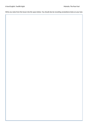 Twelfth Night (Shakespeare): A Level Context Revision Lessons ...