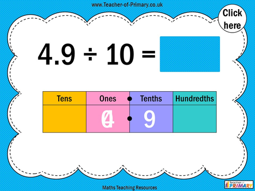 Dividing One and Two Digit Numbers by Ten - Year 4 | Teaching Resources