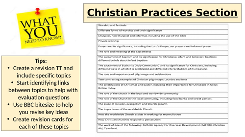 Christian Practices Exam Revision AQA | Teaching Resources