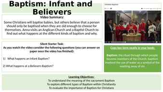 Baptism: Infant and Believers AQA | Teaching Resources
