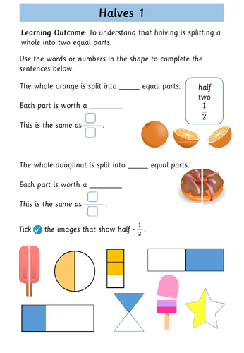Halves and Quarters - Fractions - Year 2 | Teaching Resources