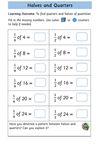 Halves and Quarters - Fractions - Year 2 | Teaching Resources