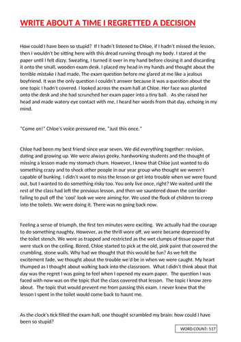EDUQAS GCSE English Language - Narrative Writing SOW (with examiner ... EDUQAS GCSE English Language - Narrative Writing SOW (with examiner ...
