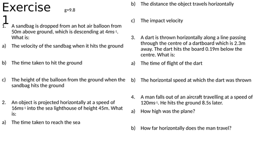 A Level Physics Forces In Motion 5: Projectile Motion | Teaching Resources