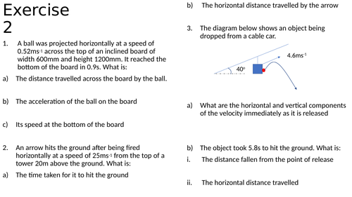 A Level Physics Forces In Motion 5: Projectile Motion | Teaching Resources