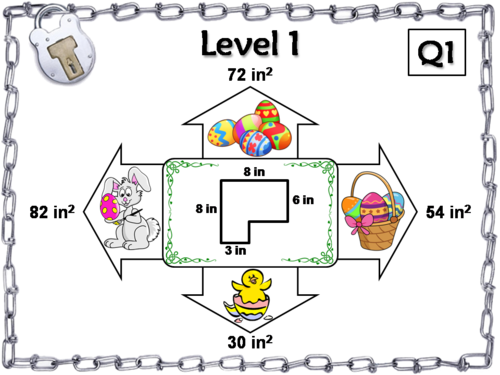 Area of Composite Figures Game: Geometry Escape Room Easter Math ...