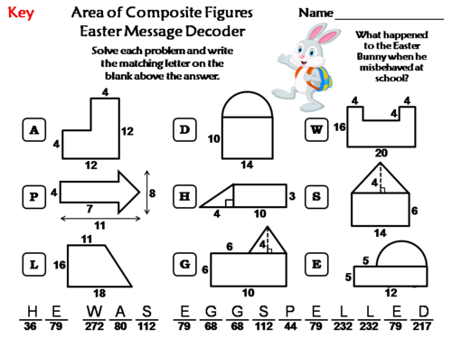 Area of Composite Figures Easter Math Activity: Message Decoder ...