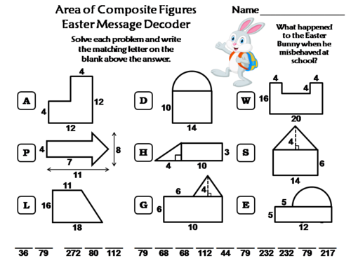 Area of Composite Figures Easter Math Activity: Message Decoder ...