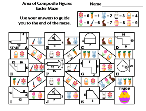 Area of Composite Figures Activity: Easter Math Maze | Teaching Resources