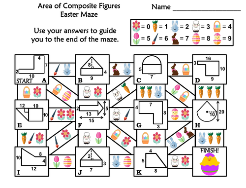 Area of Composite Figures Activity: Easter Math Maze | Teaching Resources