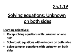 Solving with unknown on both sides | Teaching Resources