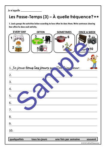 French Hobbies Worksheets (Les Passe-Temps) | Teaching Resources