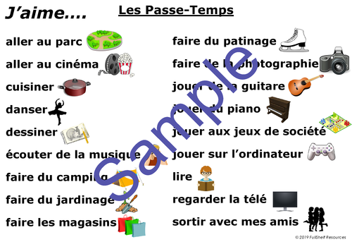 French Hobbies Worksheets (Les Passe-Temps) | Teaching Resources