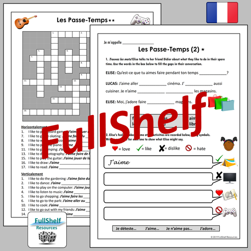 French Hobbies Worksheets (Les Passe-Temps) | Teaching Resources