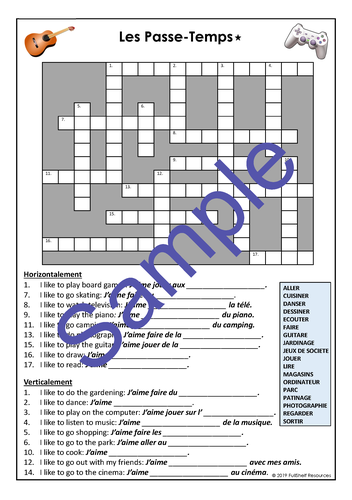 French Hobbies Worksheets (Les Passe-Temps) | Teaching Resources