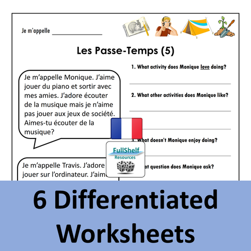 French Hobbies Worksheets (Les Passe-Temps) | Teaching Resources