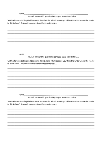 Base Details - Siegfried Sassoon | Teaching Resources