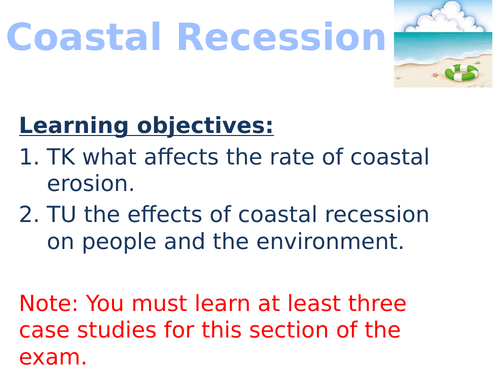 AQA GCSE Geography: Lesson 5 The Coastal Zone - Coastal Recession ...