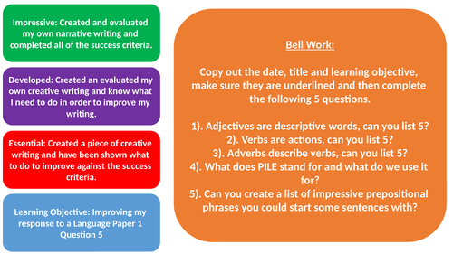 AQA GCSE Language Paper 1 Question 5 Creative Writing - Descriptive ...