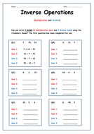 Inverse Operations - Multiplication & Division sums | Teaching Resources