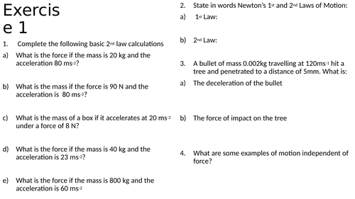 A Level Physics Newton's Laws 1: Force and Acceleration | Teaching ...