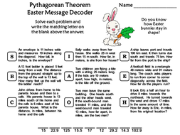 Pythagorean Theorem Easter Math Activity Message Decoder By