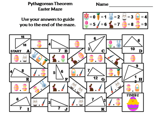 Pythagorean Theorem Activity: Easter Math Maze | Teaching Resources