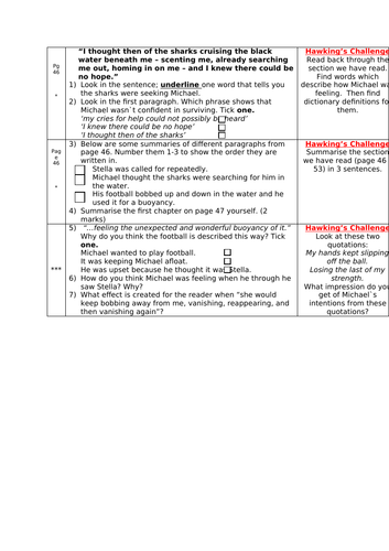 Kensuke's Kingdom reading comp pack | Teaching Resources